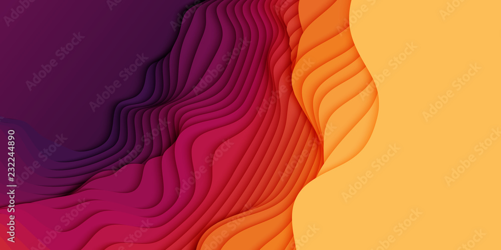 Vector 3D abstract background with paper cut shapes. Colorful carving ...