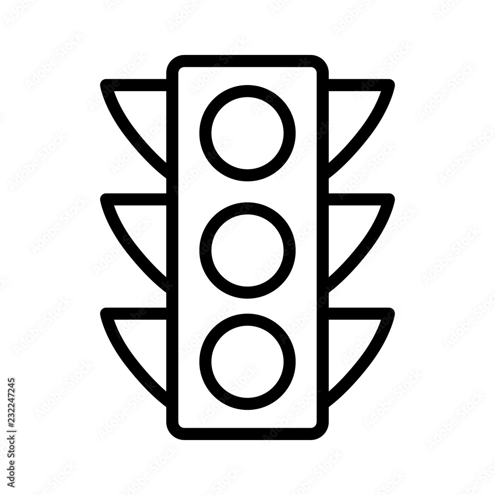 Traffic control light / signal lamps line art vector icon for apps and ...