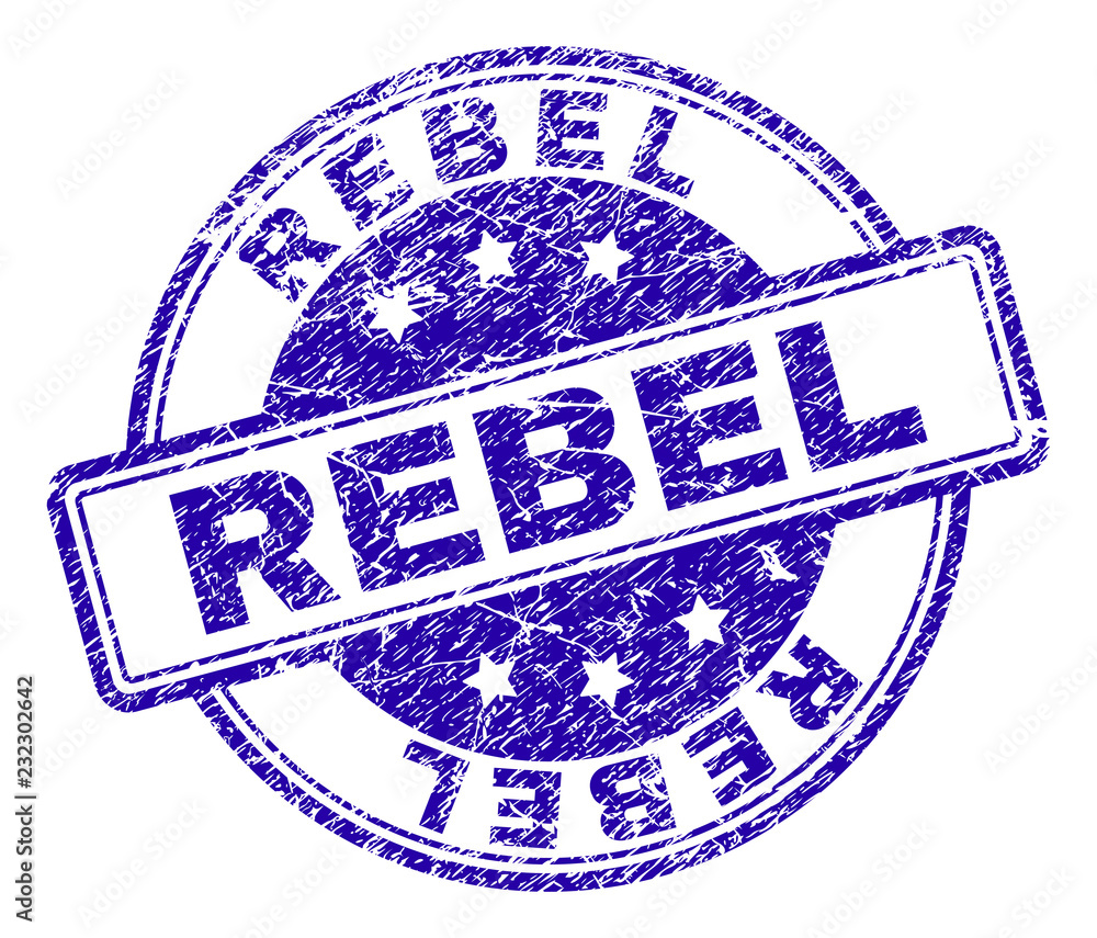 REBEL stamp seal watermark with grunge texture. Designed with rounded ...