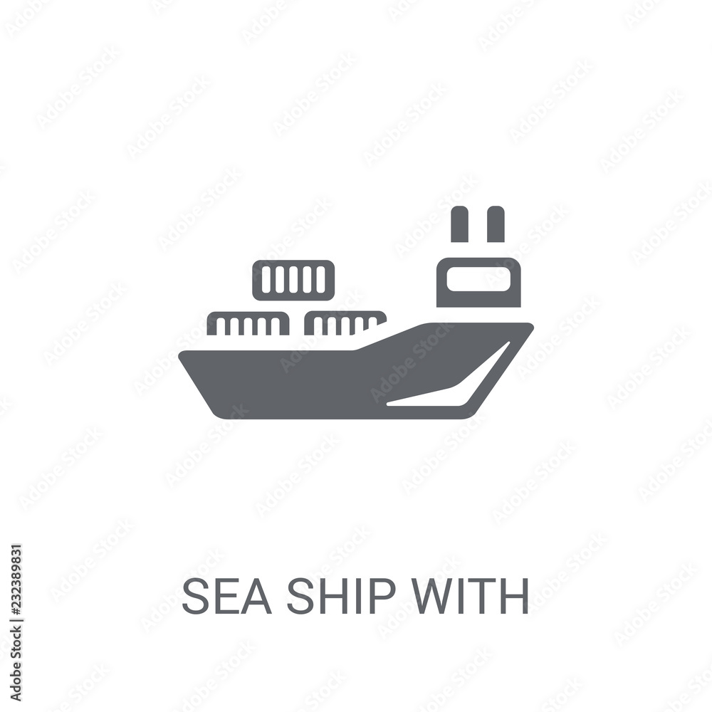 Sea ship with containers icon. Trendy Sea ship with containers logo ...