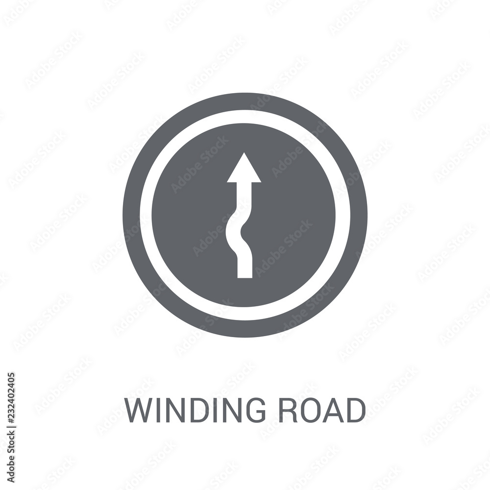winding road sign icon. Trendy winding road sign logo concept on white ...