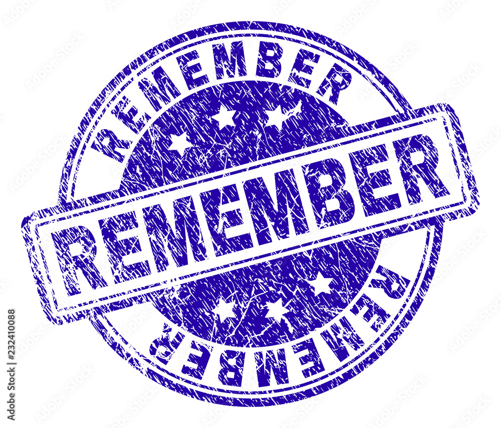 REMEMBER stamp seal imprint with distress texture. Designed with ...