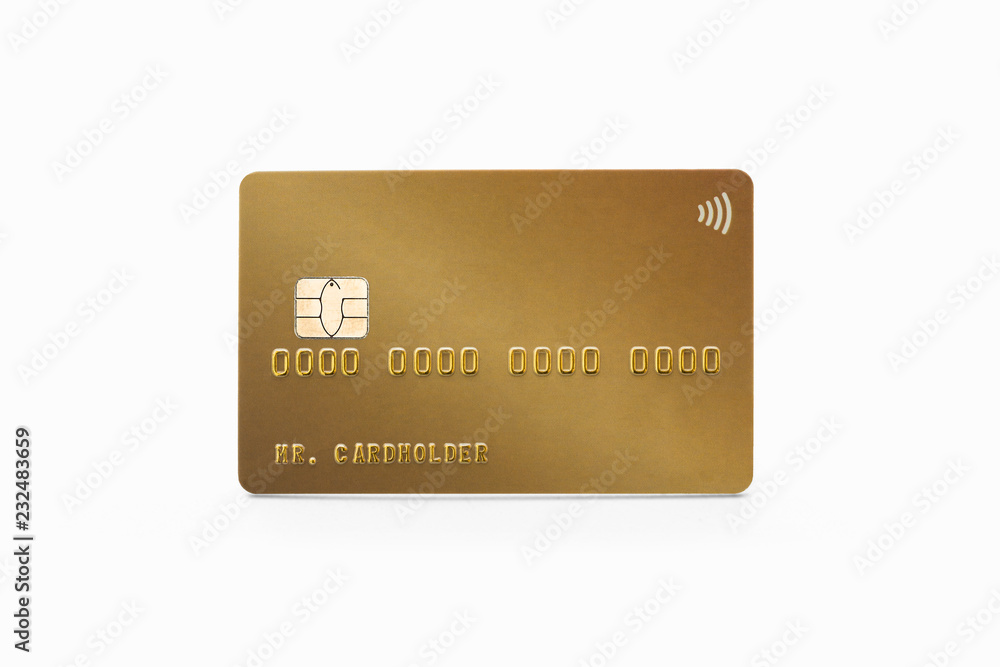 Gold credit card isolated on white background Stock Photo | Adobe Stock