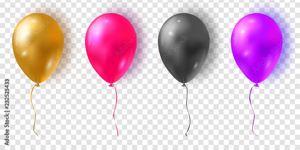 Vector set of glossy colorful balloons. Realistic air 3d balloons ...