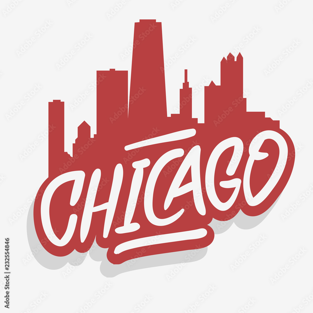 Chicago Illinois Usa Cityscape City Skyline Urban Label Sign Logo for t ...
