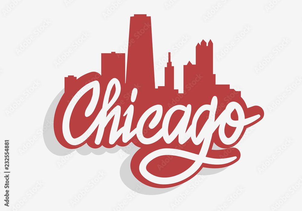 Chicago Illinois Usa Cityscape City Skyline Urban Label Sign Logo for t ...