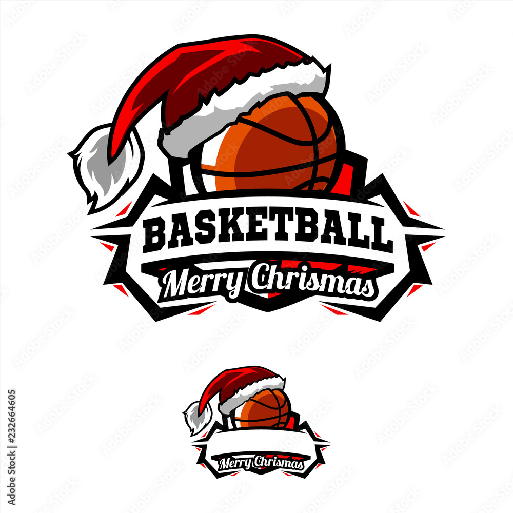 Christmas Basketball Logo Stock Vector | Adobe Stock