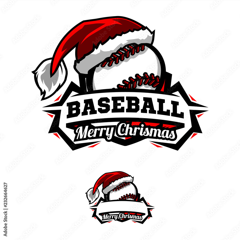 Christmas Baseball Logo Stock Vector | Adobe Stock