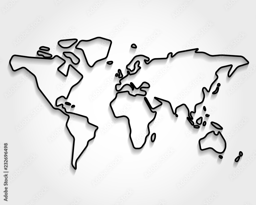 World, black outline map Stock Vector | Adobe Stock