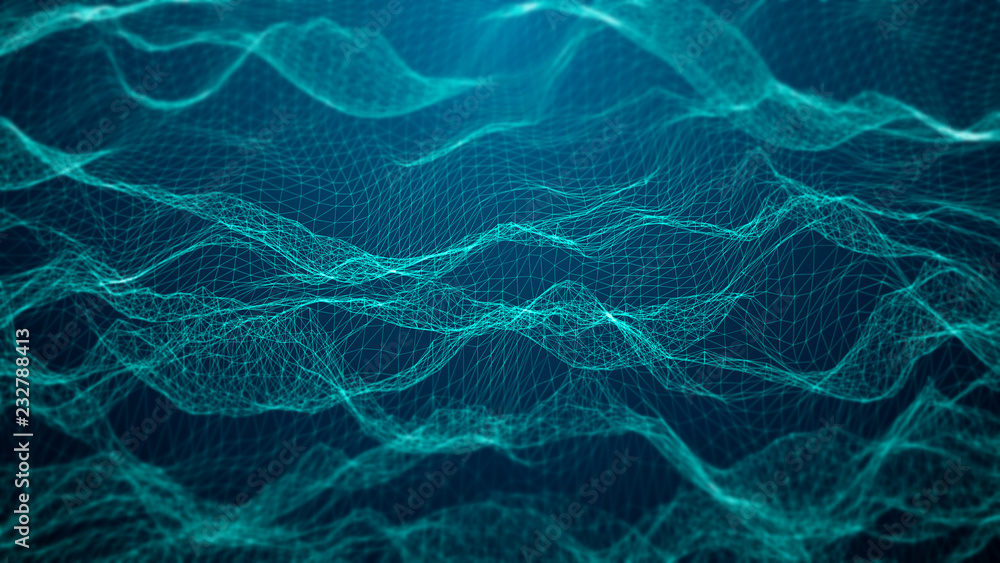 Blue smooth tech wavy background Stock Illustration | Adobe Stock