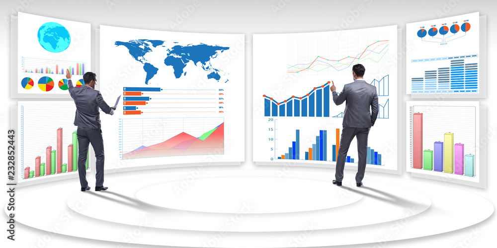 Businessman in business visualization and infographics concept Stock ...