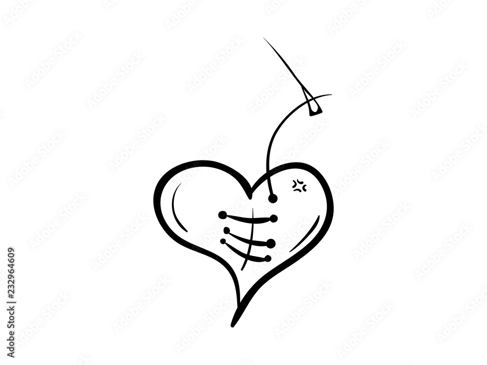 Sewn Up Heart Sketch