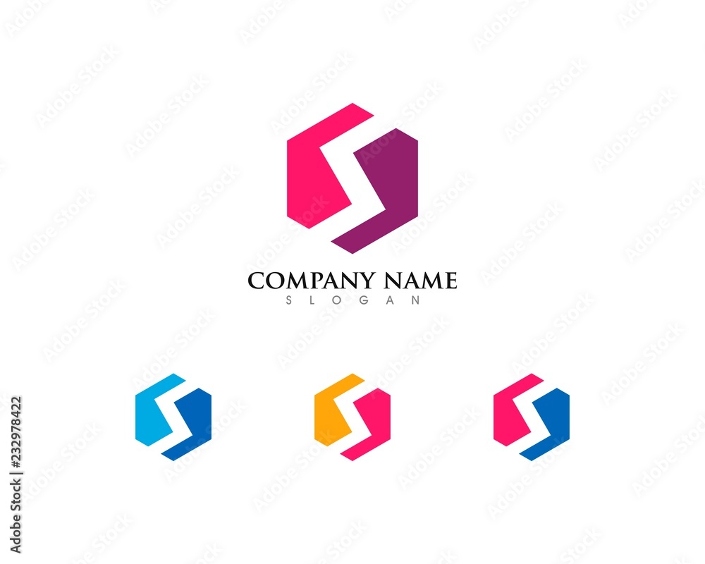 Letter S Split Hexagon Logo Template Stock Vector | Adobe Stock