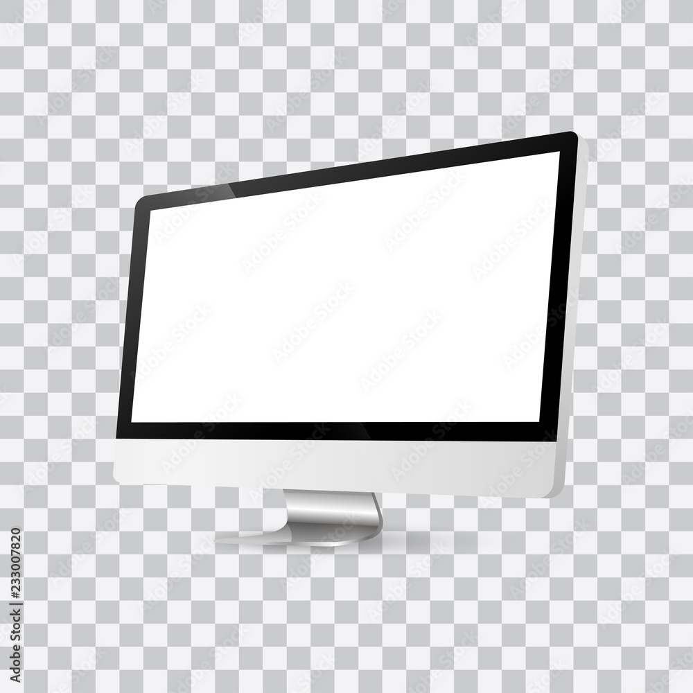 Mockup of realistic monitor. Realistic monitor and white screen laptop ...