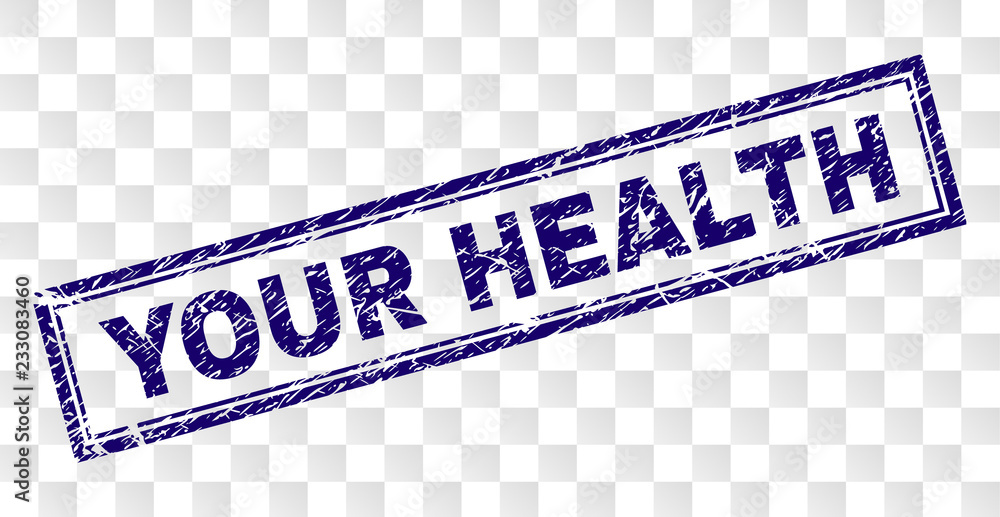 YOUR HEALTH stamp seal print with rubber print style and double framed ...