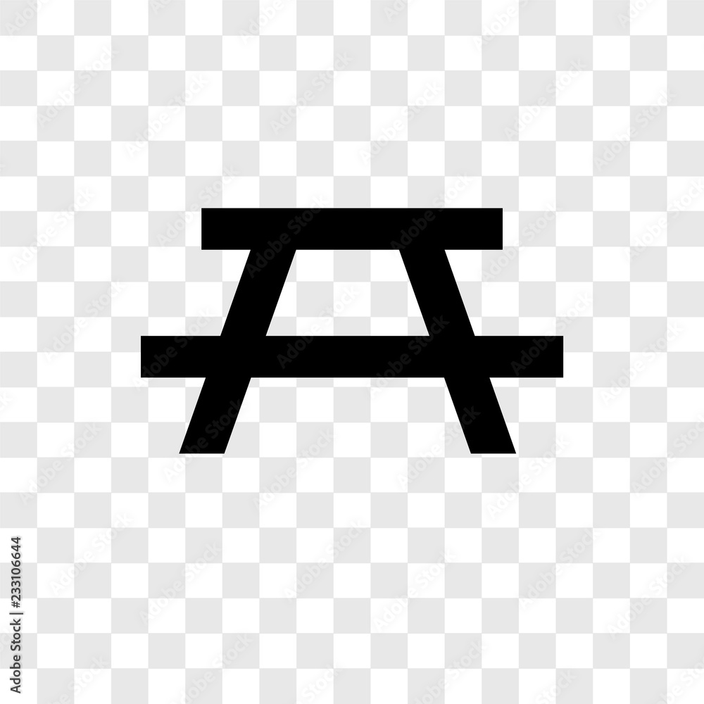 Picnic table vector icon isolated on transparent background, Picnic ...