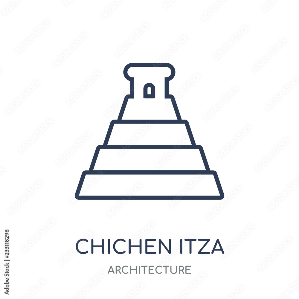 Chichen Itza icon. Chichen Itza linear symbol design from Architecture ...