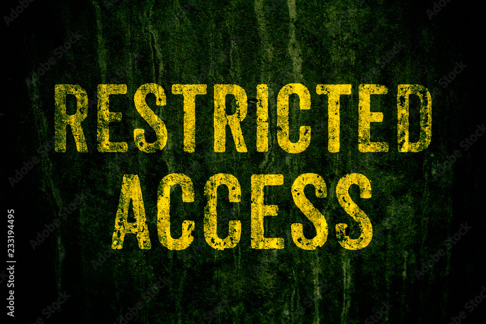 Ilustración de Stock Restricted access warning sign in yellow letters ...