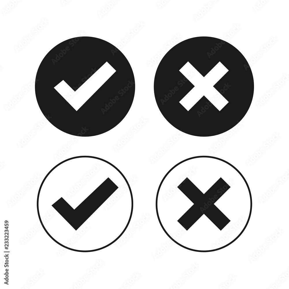 Black check mark filled and outlined icons. Do and Dont check tick mark ...