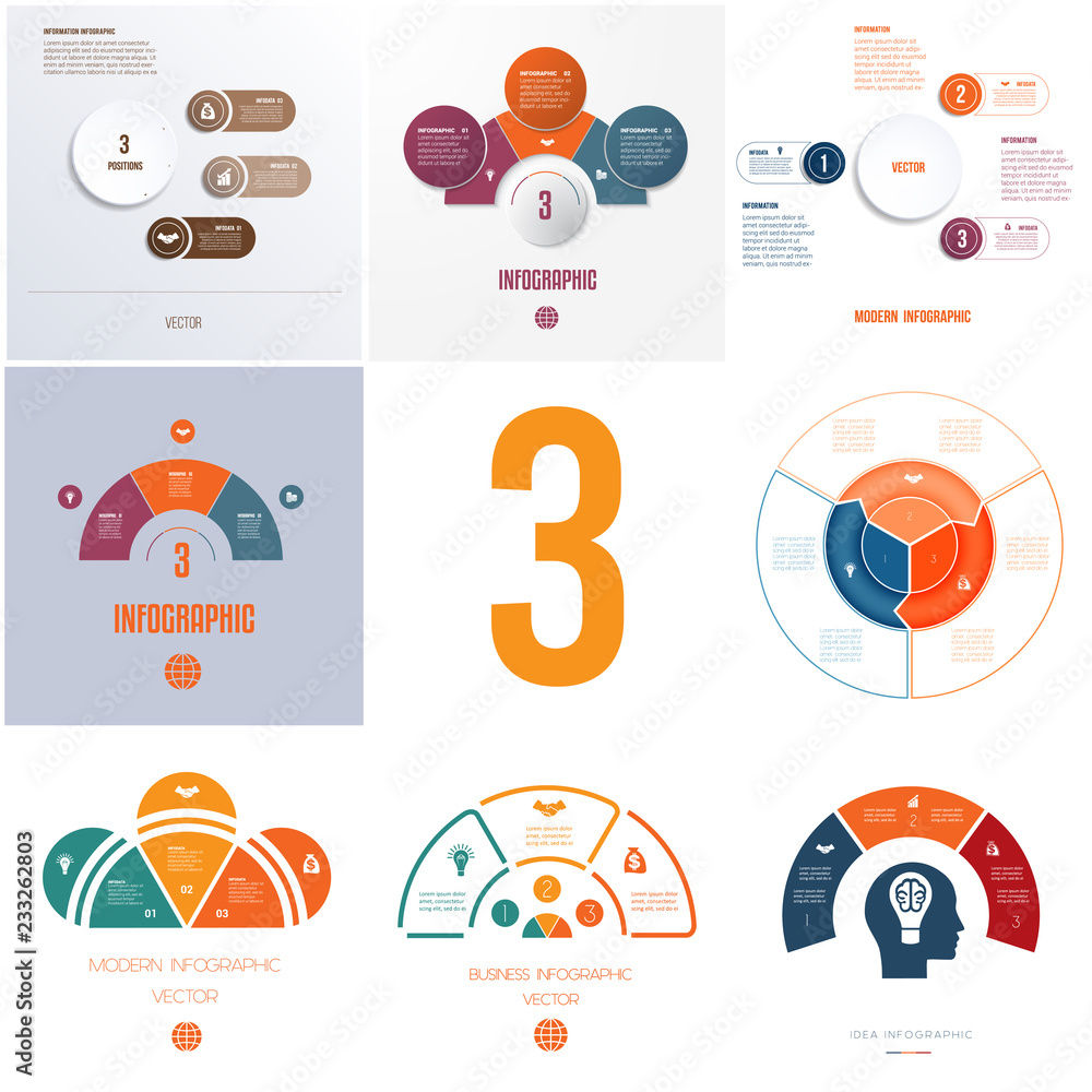 Universal templates elements Infographics conceptual cyclic processes ...