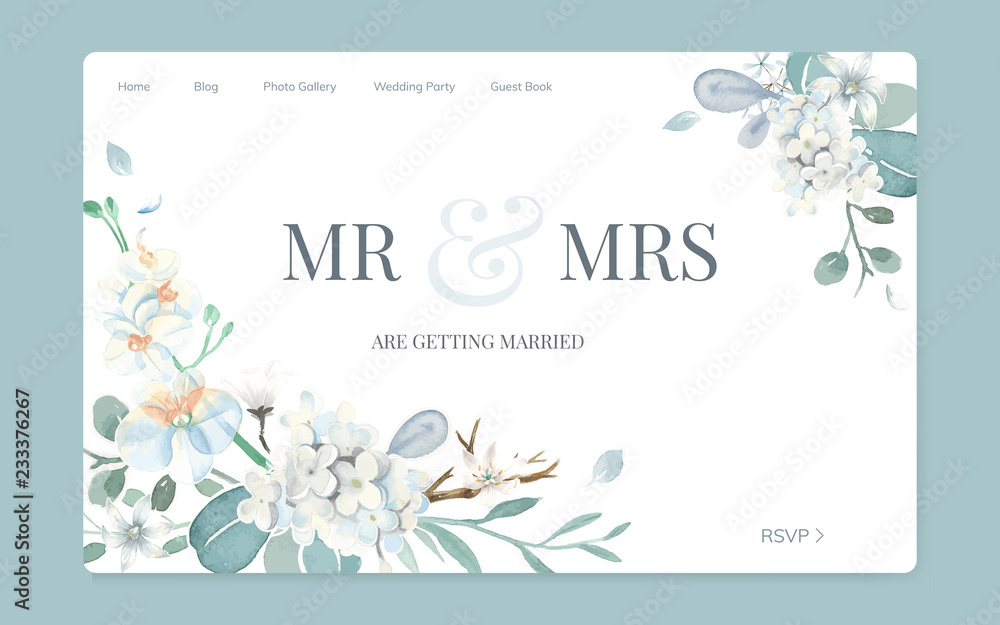 Floral wedding invitation website design Stock Vector | Adobe Stock