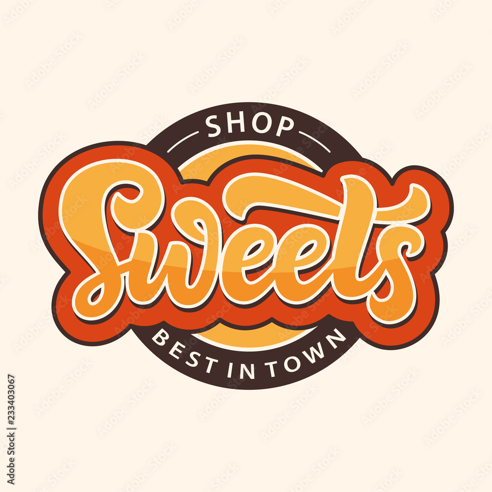 Sweets Shop logo label. Candy bar emblem design template Stock Vector ...