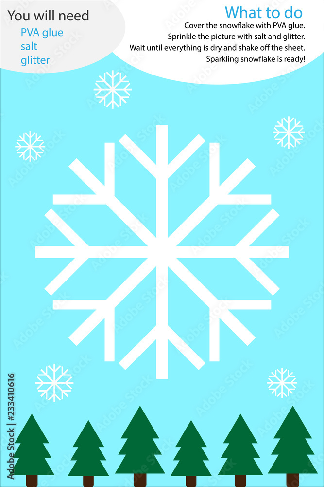 Christmas winter craft activity, snowflake cartoon, education game for ...