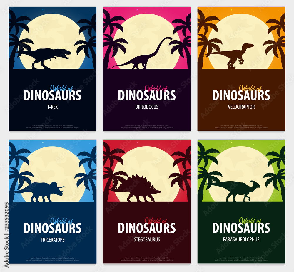 Posters collection World of dinosaurs. Prehistoric world. Jurassic ...