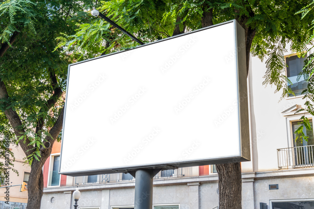Outdoor billboard with natural landscape mockup Stock Photo | Adobe Stock