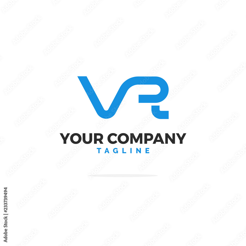 VR Letters Logo Vector Smooth Line Stock Vector | Adobe Stock