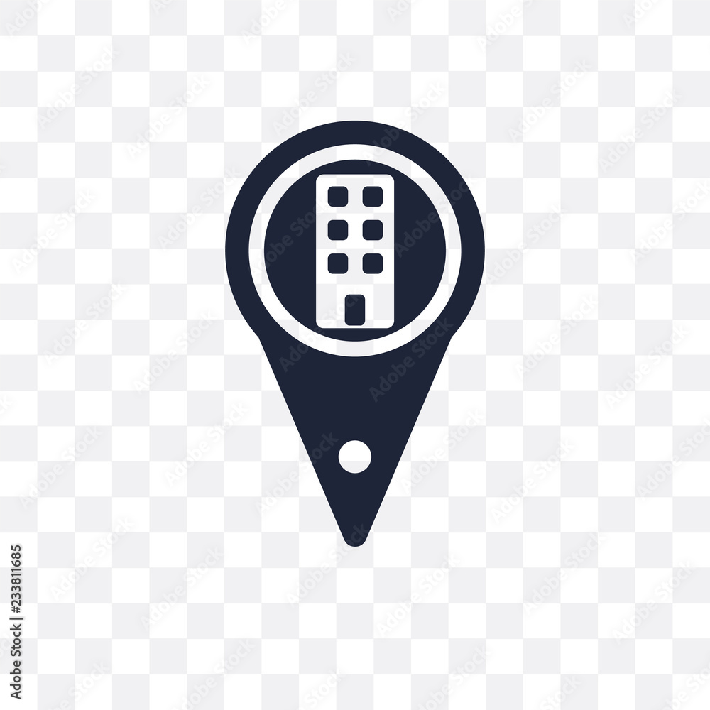 Building Pin transparent icon. Building Pin symbol design from Maps and ...