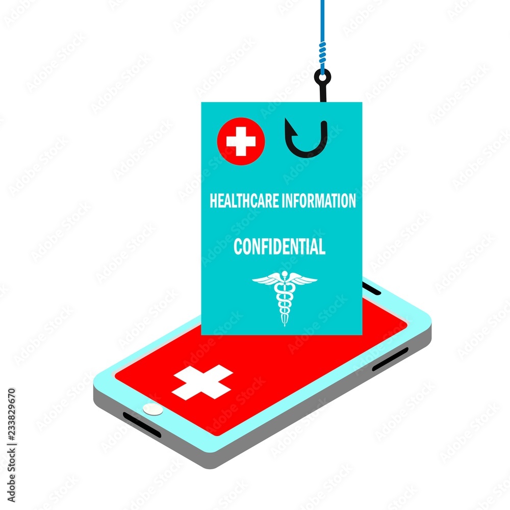 illustration of healthcare phishing cyber crime data privacy and ...