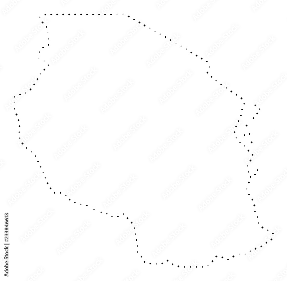 Vector stroke dotted Tanzania map in black color, small border points ...