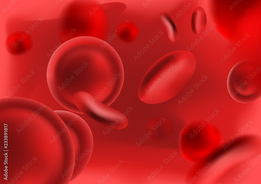 Erythrocyte or red blood cells 3d realistic vector background Stock ...