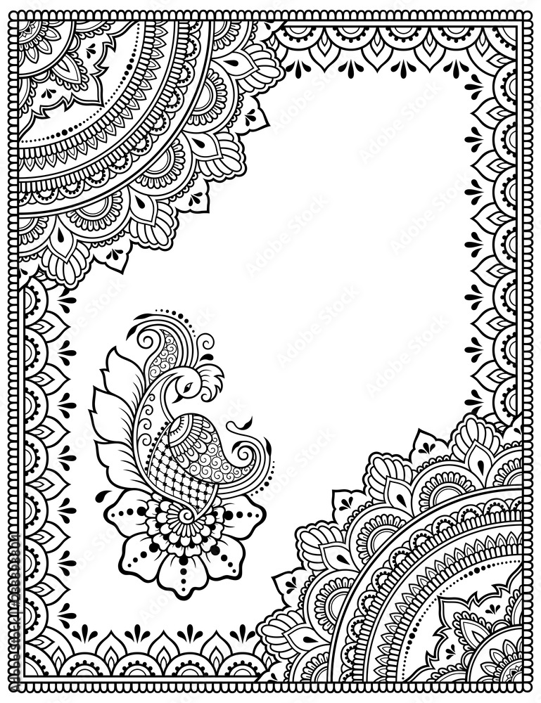 Stylized with henna tattoos decorative pattern for decorating covers ...