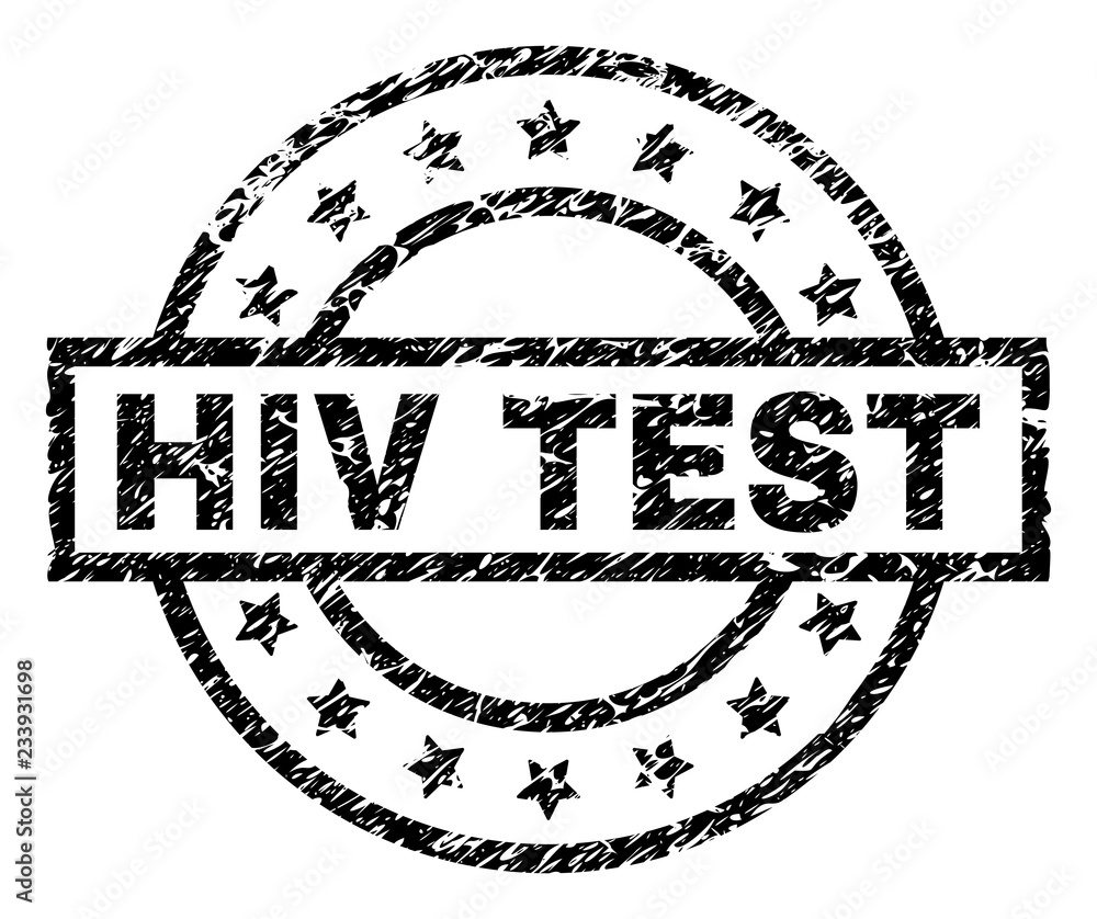 HIV TEST stamp seal watermark with distress style. Designed with ...