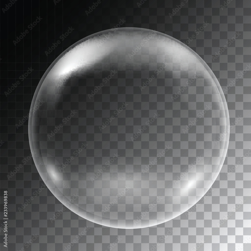 Realistic illustration of soap bubbles of round shape with reflections ...
