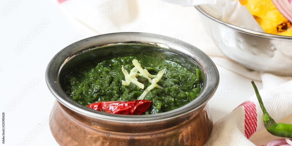 Sarson ka saag and Makki ki roti /Indian corn bread with mustard leaves ...