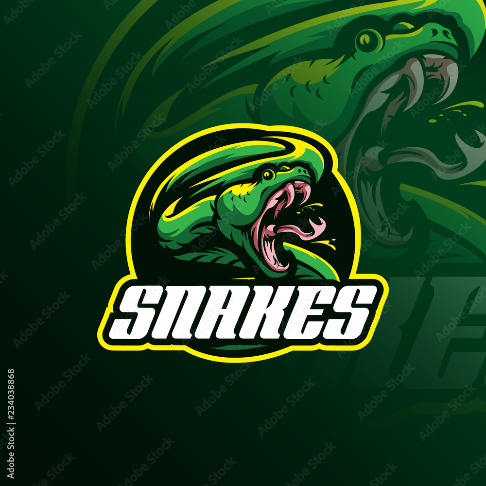 Head snake mascot logo design vector with badge emblem concept for ...