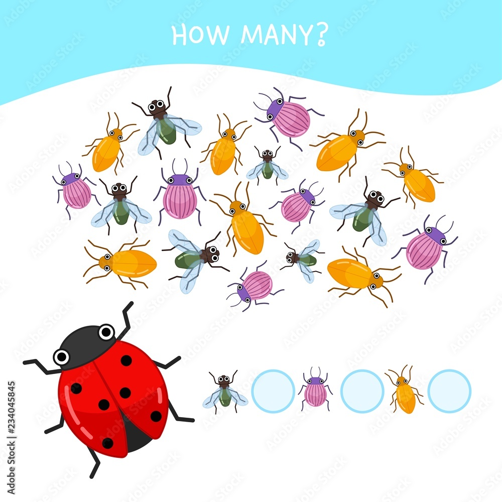 Stock-Vektorgrafik „Counting educational children game, math kids ...