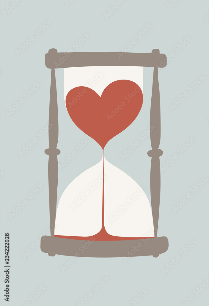 Lovely hourglass. Romantic vector drawings for love time. Valentines ...