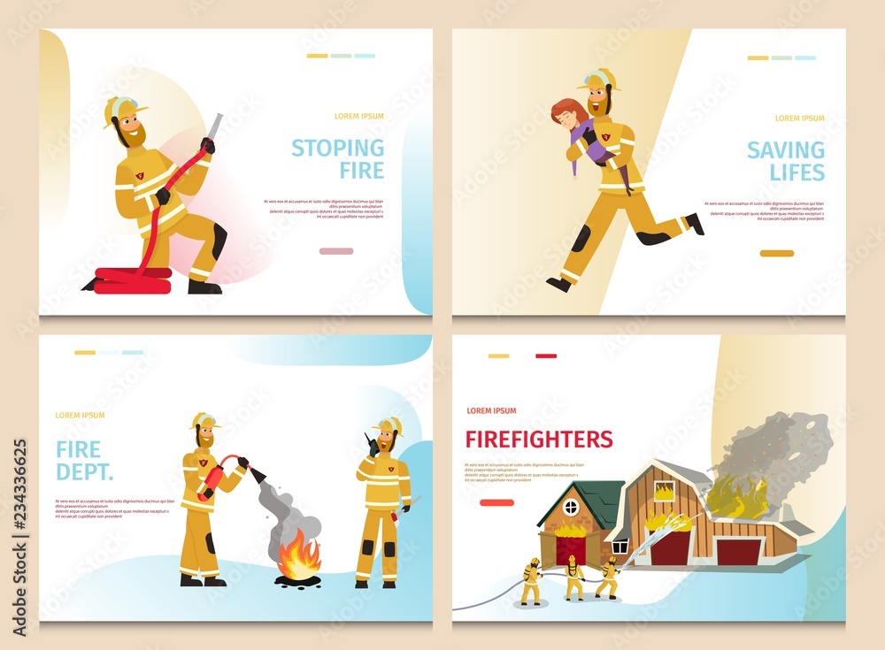 Vector Illustration Cartoon Concept Firefighter Stock Vector | Adobe Stock