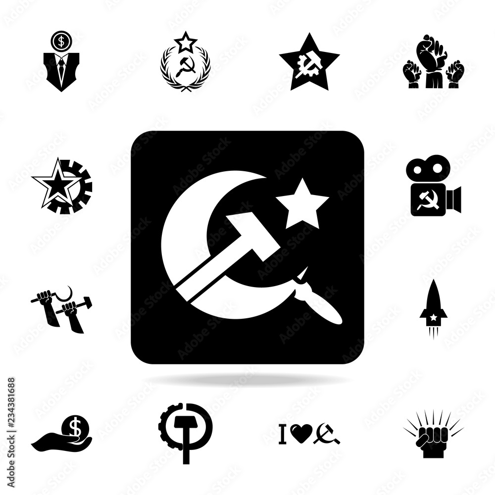 sickle, hammer and star icon. Detailed set of communism and socialism ...