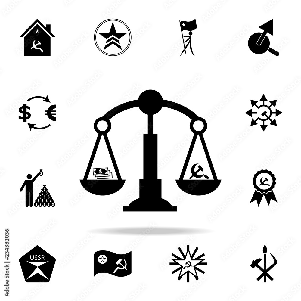scales of communism and capitalism icon. Detailed set of communism and ...