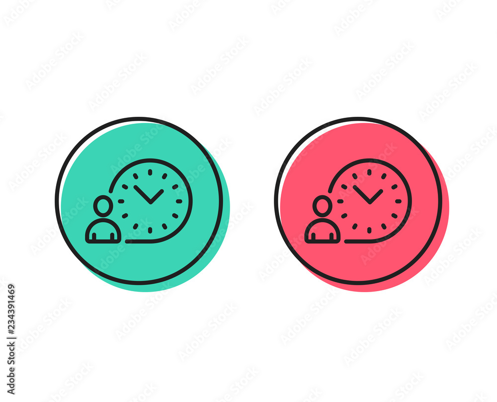 Time management line icon. Clock sign. Positive and negative circle ...