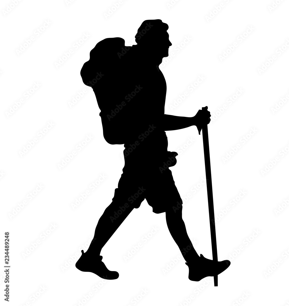 person hiking silhouette vector Stock Vector | Adobe Stock