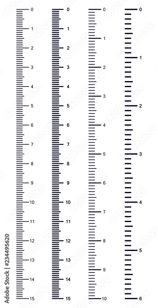 Vector set of metric rulers in flat style. Measuring scales. Stock ...