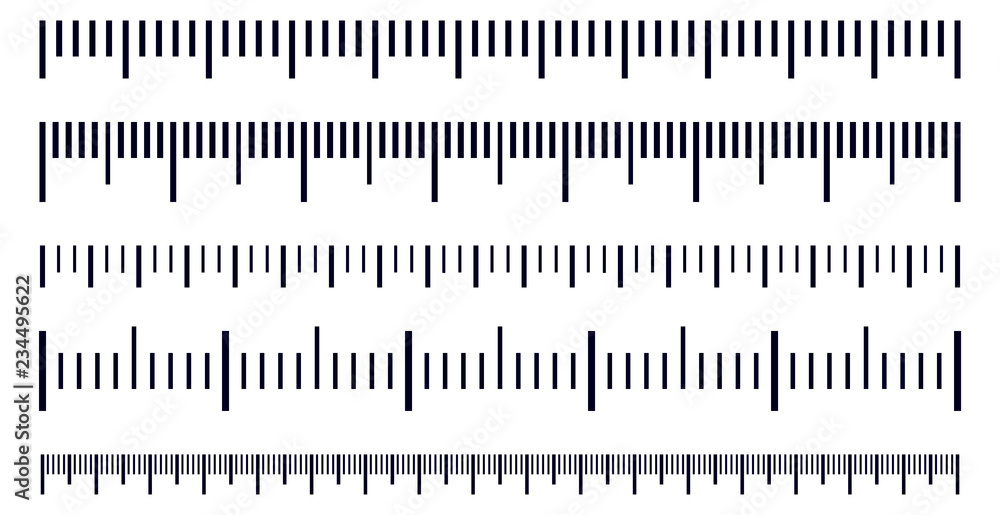 Vector set of metric rulers in flat style. Measuring scales. Stock ...