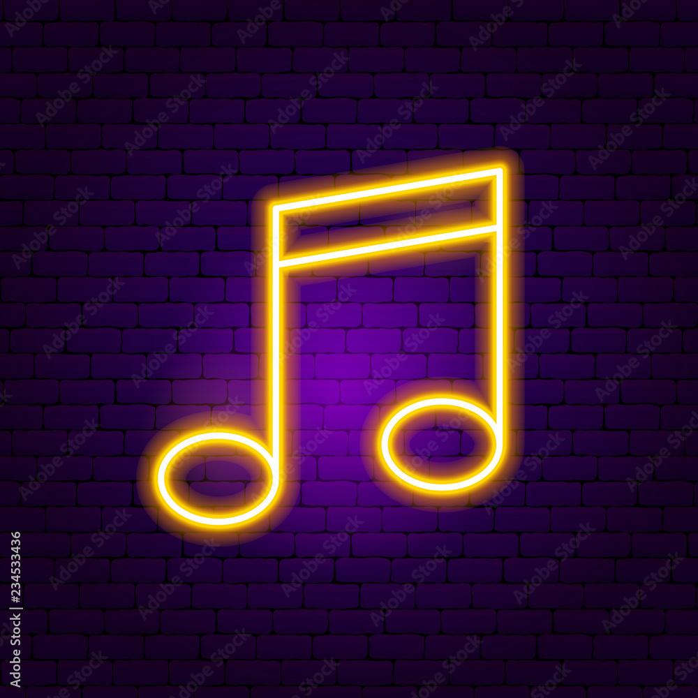 Music Note Neon Sign Stock Vector | Adobe Stock