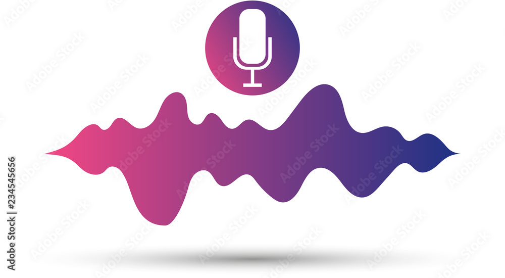 Voice assistant, microphone and sound wave talk. Equalizer of sound ...